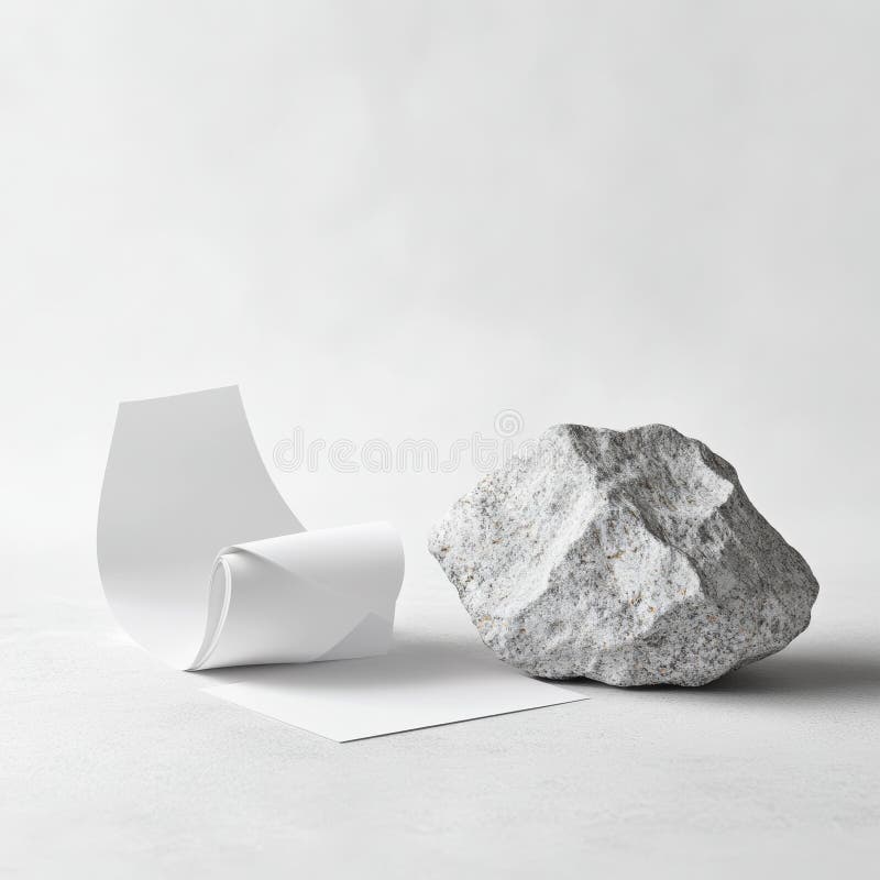 3D Rendering, Product Setting Podium with Rough Stone Slab, White ...