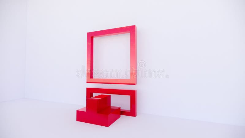 3d Rendering for a Product Stand or Studio with Red Boxes and Red Photo ...