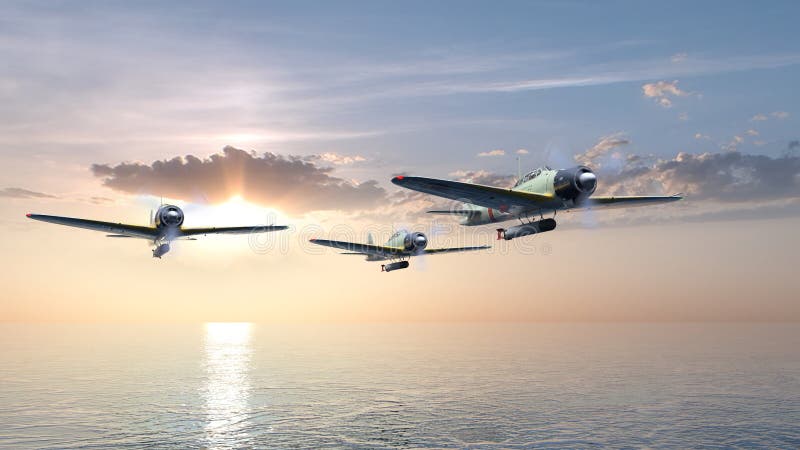 3D Rendering of the Propeller-driven Plane Stock Illustration ...