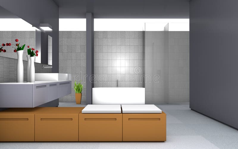 3D Rendering of Public Bathroom Interior Stock Illustration ...