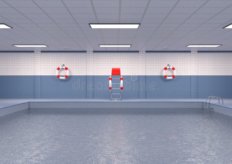 3D Rendering Public Indoor Pool Stock Illustration - Illustration of ...