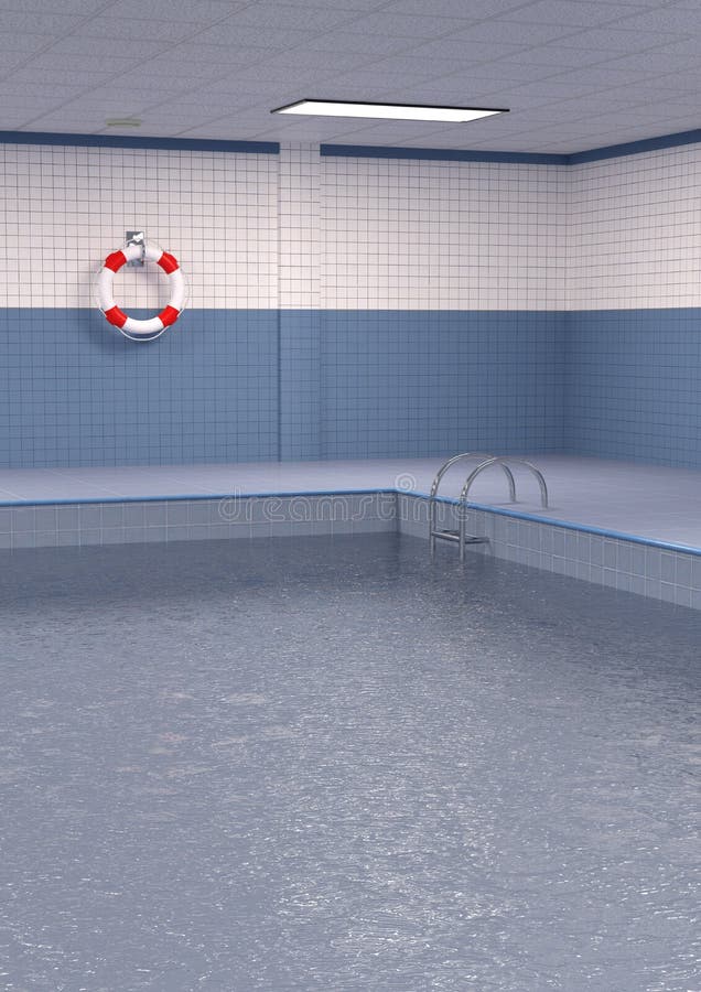 3D Rendering Public Indoor Pool Stock Illustration - Illustration of ...
