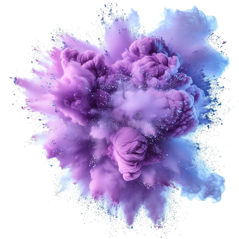 3d Rendering of Purple and Blue Powder Explosion Isolated on White ...