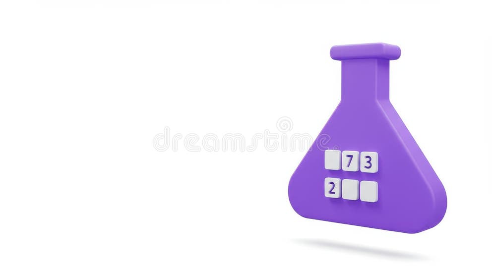 Purple Erlenmeyer Flask with Numbers Stock Illustration - Illustration ...