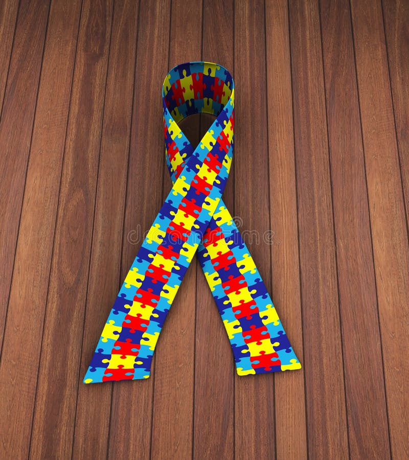 3d Puzzle Pattern Ribbon Autism Awareness Stock Illustration ...