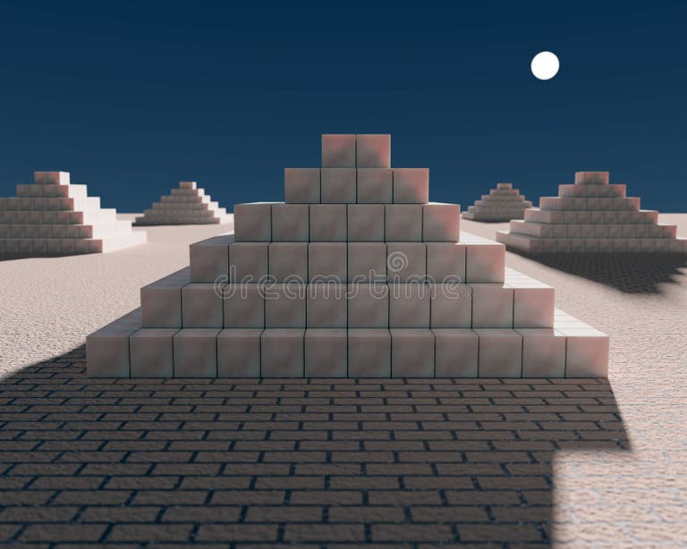 3D Rendering of a Pyramid-shaped Stack of Blocks Illuminated by the ...
