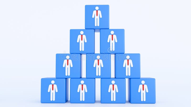 A Pyramid Structure Composed of Blue Cubes with White Stick Figures ...