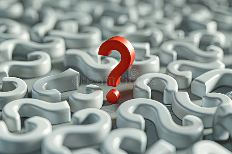 3d Rendering of Question Mark Icon in Red Color among White Question ...