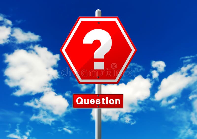 3d Rendering Question Mark Sign and Blue Sky Stock Illustration ...
