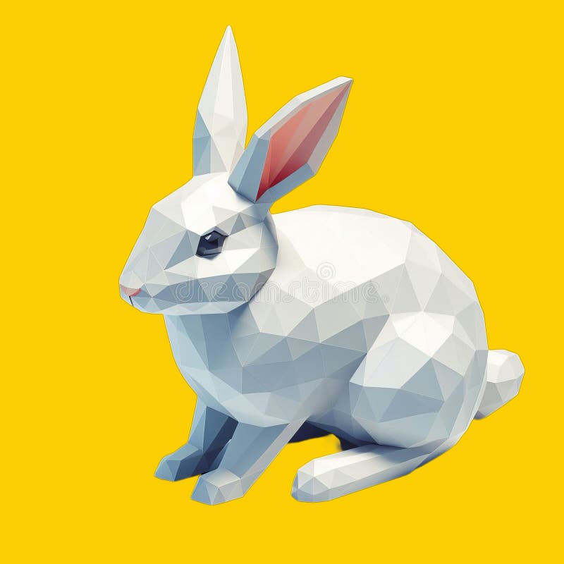 3D Rendering of a Rabbit Low Polygon Isolated Stock Illustration ...
