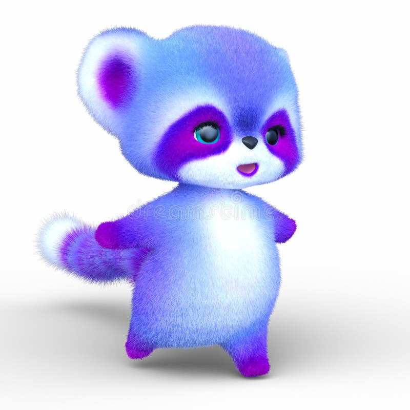 3D rendering of a raccoon stock illustration. Illustration of tail ...