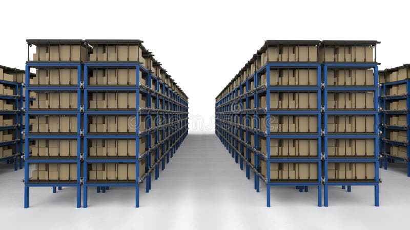 Racks full of carton boxes stock illustration. Illustration of logistic ...