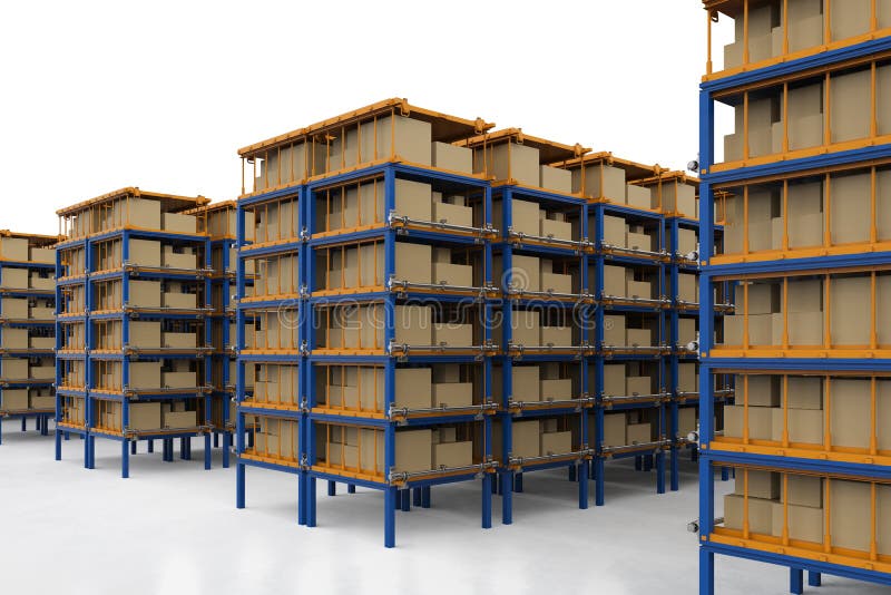 Racks full of carton boxes stock illustration. Illustration of delivery ...