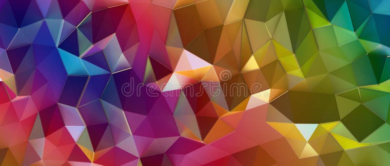3D Rendering of a Rainbow Color Shade of Polygon Stock Illustration ...