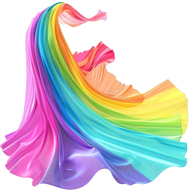 Rainbow Colored Fabric Flowing and Forming Abstract Shapes Stock Image ...