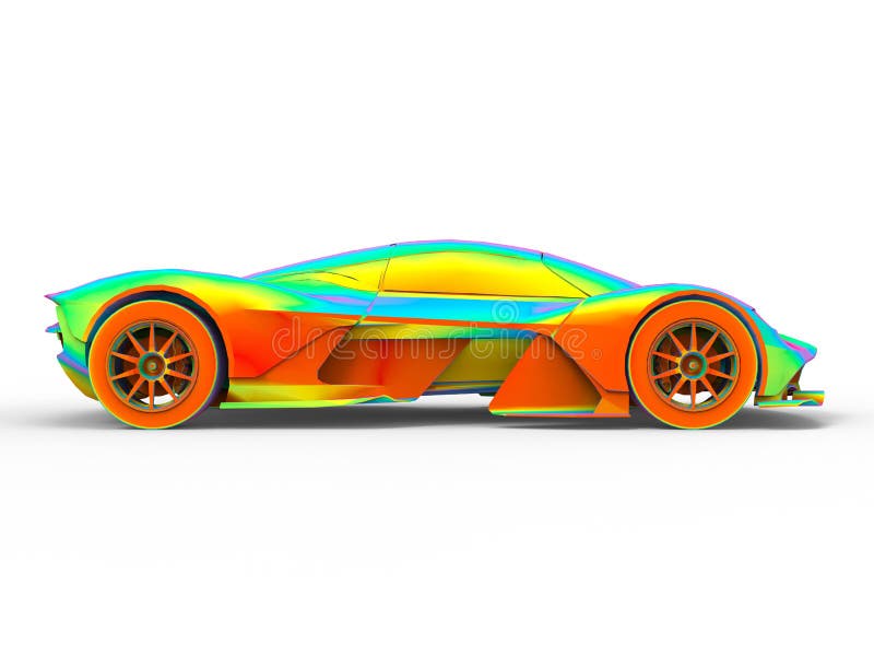 3D Rendering - Rainbow View of a Super Car Side View Stock Illustration ...