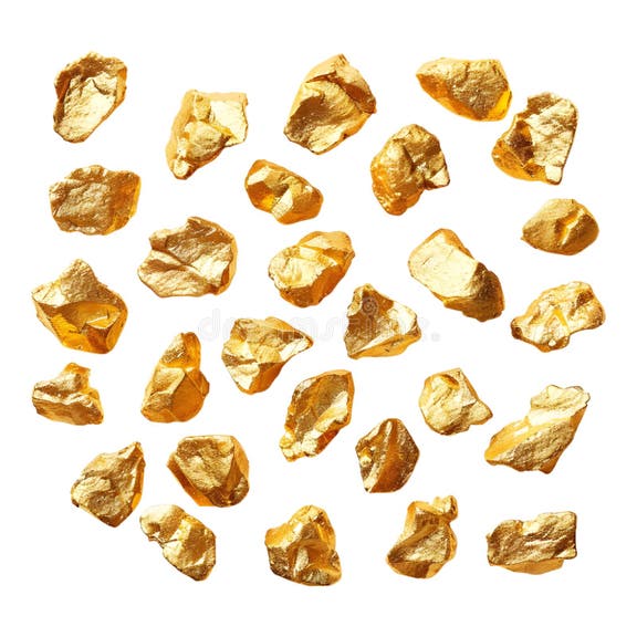 3D Rendering of a Raw Gold Pieces of Nuggets Transparent Background ...