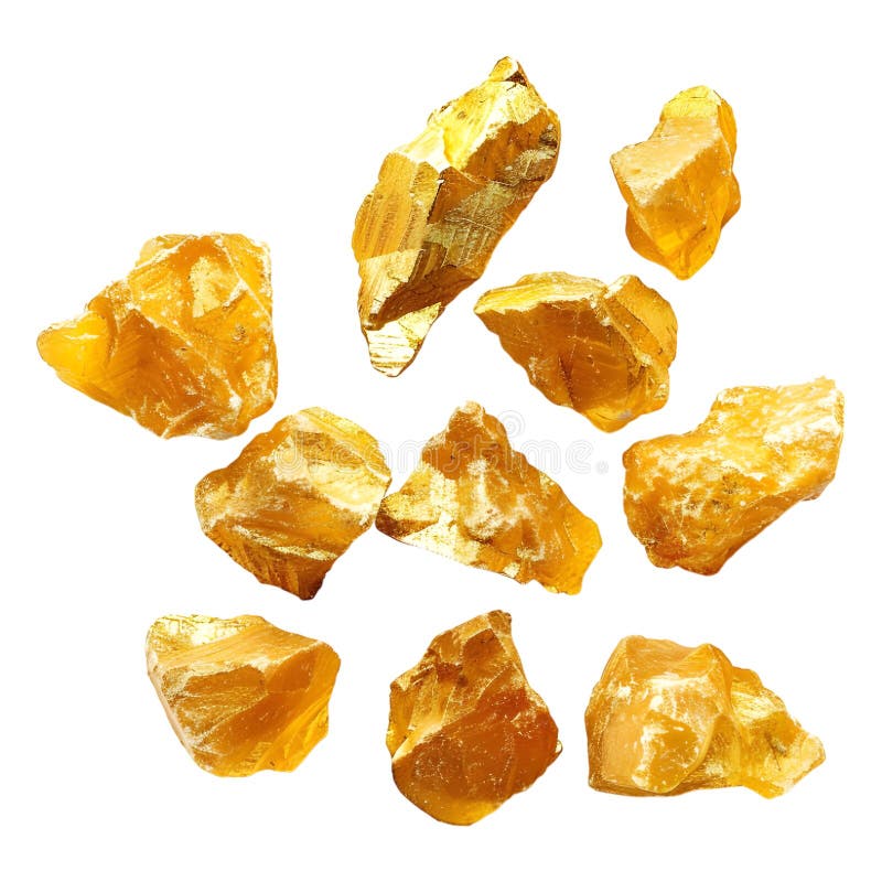3D Rendering of a Raw Gold Pieces of Nuggets Transparent Background ...