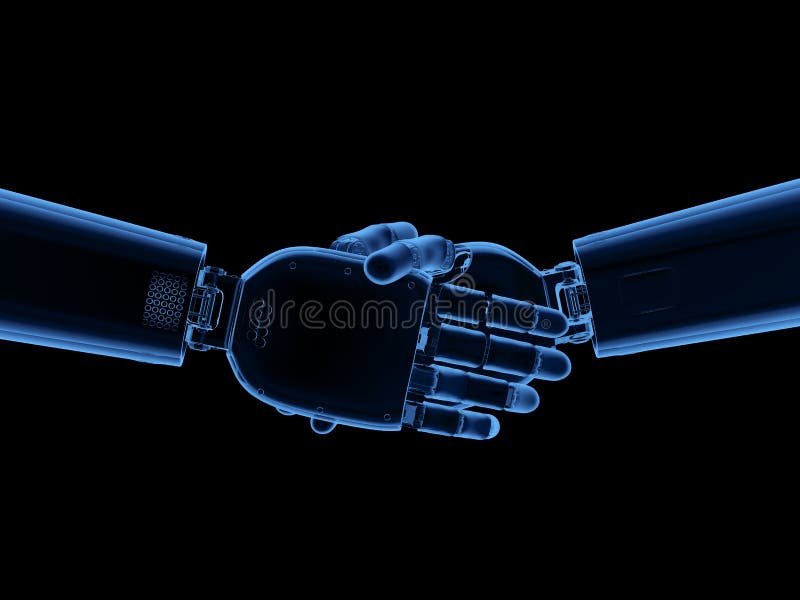 X-ray cyborg hand shake stock illustration. Illustration of futuristic ...