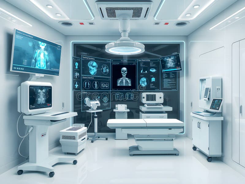 3d Rendering Xray Image of an Operating Room with Medical Equipment ...