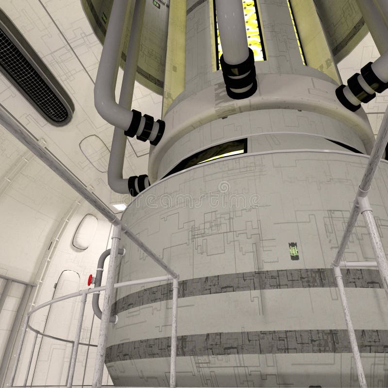 3D-illustration of an Reactor Room in a Science Fiction Starship Stock ...