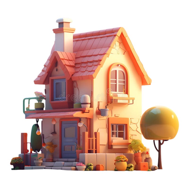 3D Rendering of a Real Estate House on Transparent Background - Ai ...