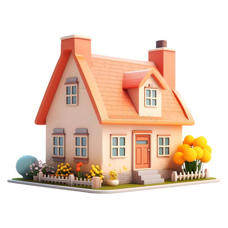 3D Rendering of a Real Estate House on Transparent Background - Ai ...