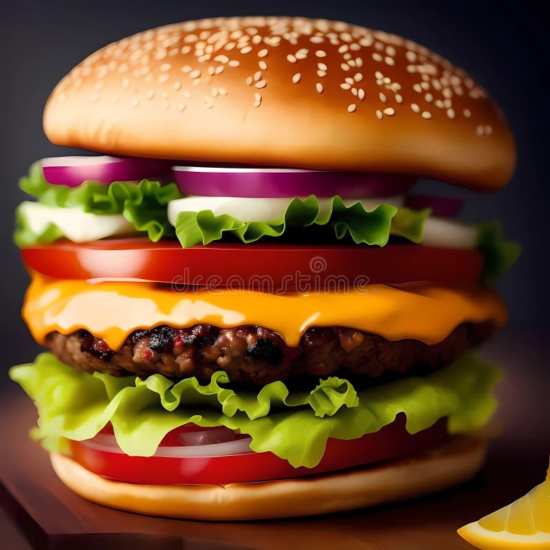 3D Rendering Realistic Cheeseburger Stock Illustration - Illustration ...