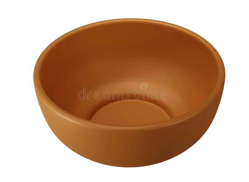 Empty Brown Bowl on White Background Stock Illustration - Illustration ...