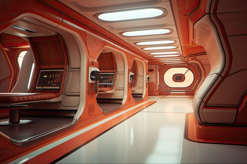 The Inside of the Futuristic Interior of the Spaceship of the Future ...