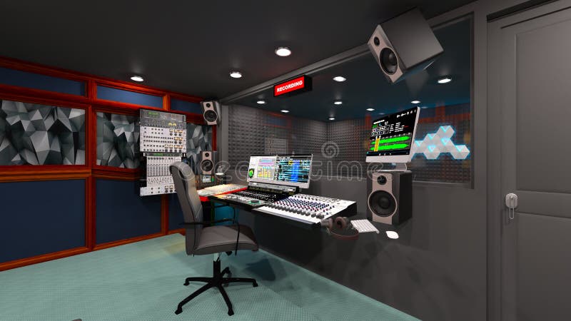 3D Rendering of the Recording Studio Stock Illustration - Illustration ...