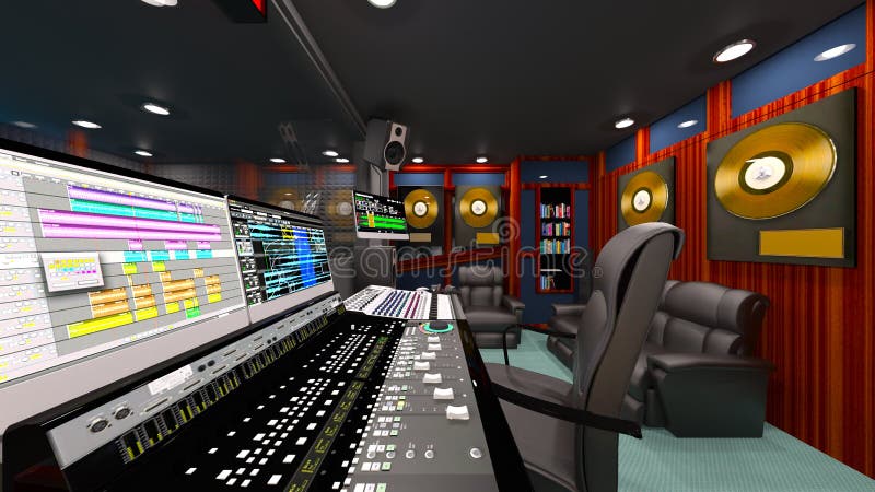 3D Rendering of the Recording Studio Stock Illustration - Illustration ...