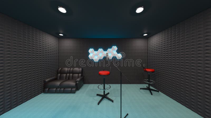3D Rendering of the Recording Studio Stock Illustration - Illustration ...