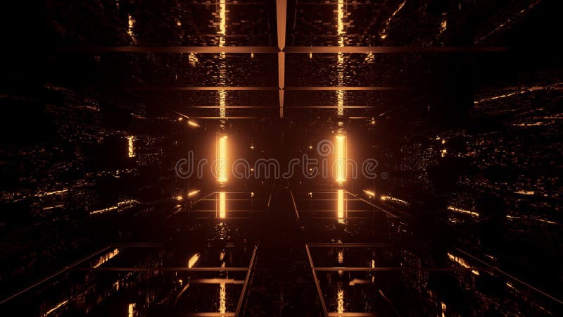 3D Rendering of a Rectangular Hallway Made Up of Gold Lights Stock ...