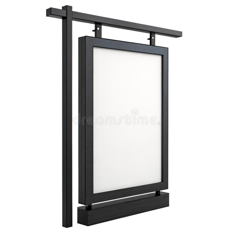 Modern Black-framed Signboard 3D Render Stock Illustration ...
