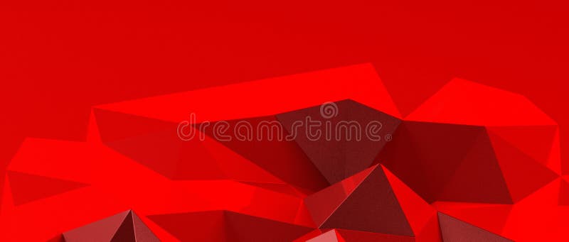 3D Rendering of Red Abstract Geometric Polygonal Shapes Background ...