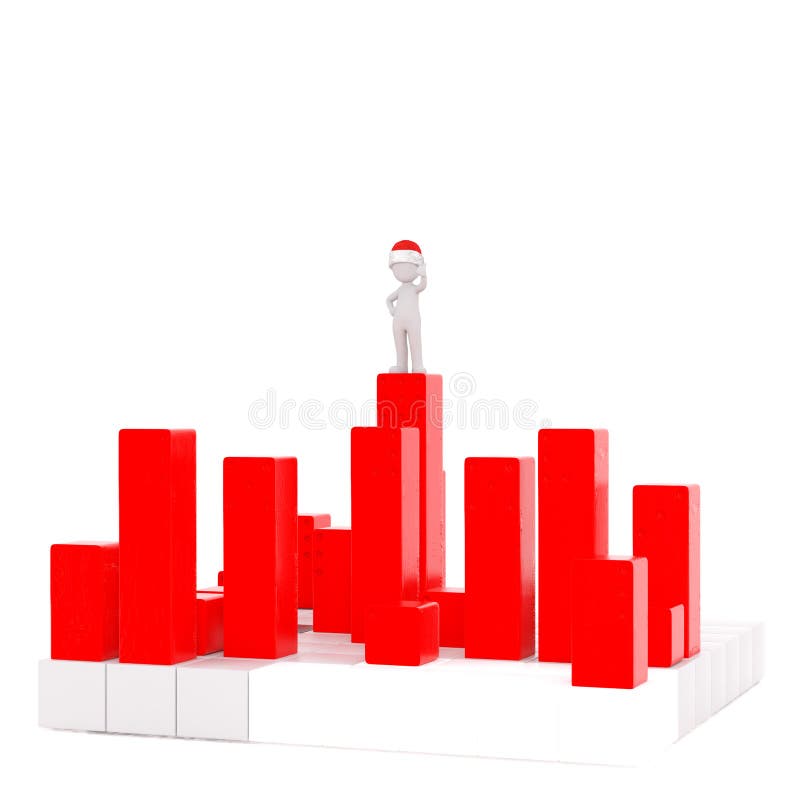 3D Rendering of Red Bar Graph with Figure at Top Stock Illustration ...