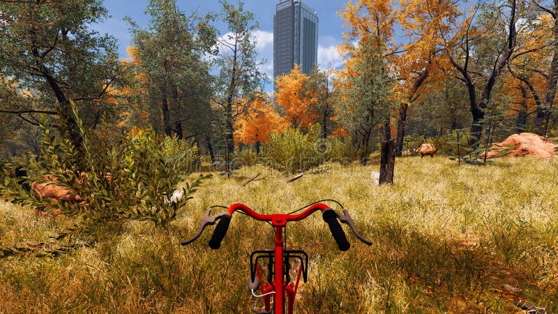 3D Rendering Red Bike in the Digital Environment about Sustainable ...