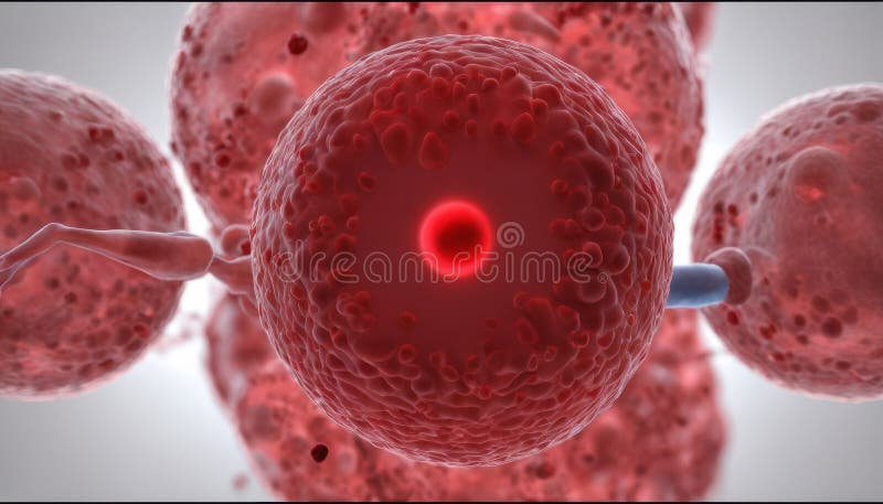 3D Rendering of a Red Blood Cell with a Nucleus and a Blue Protein ...