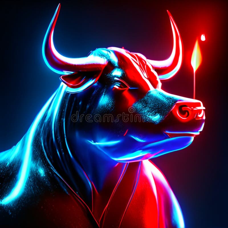 3d Rendering of a Red and Blue Bull Isolated on a Black Background AI ...