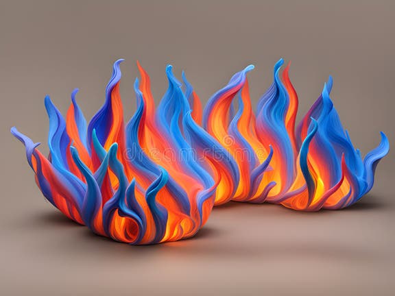 3d Rendering of a Red and Blue Flame Stock Illustration - Illustration ...
