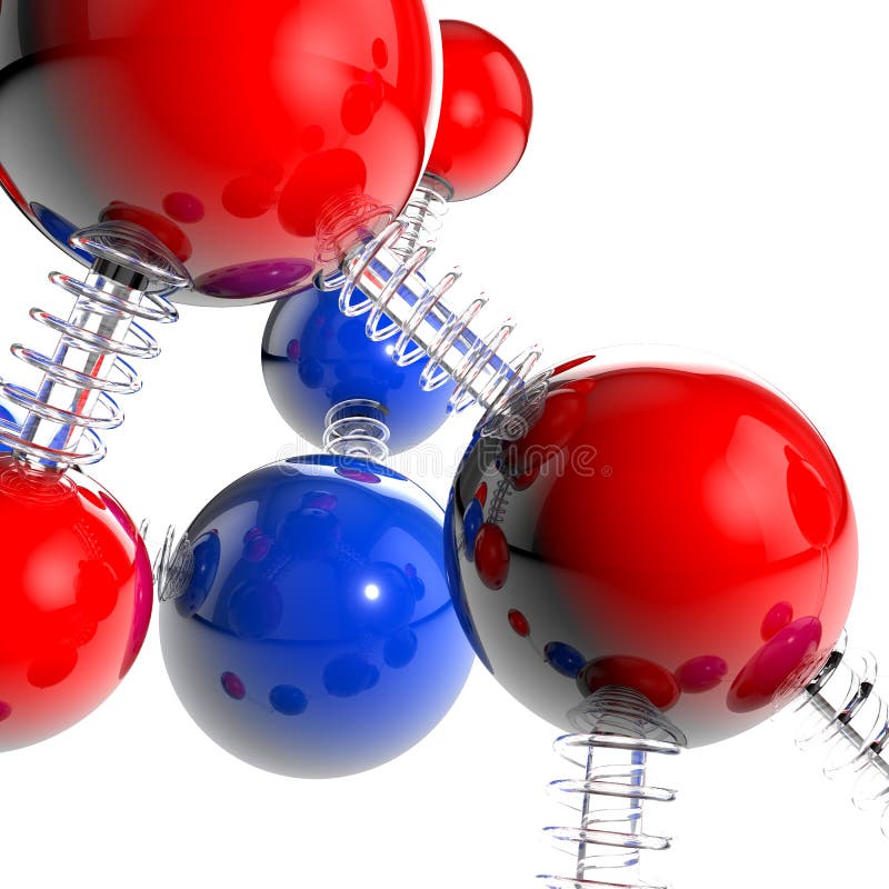 3d Rendering Red and Blue Molecule and Atom Coil Glass Spring Style and ...
