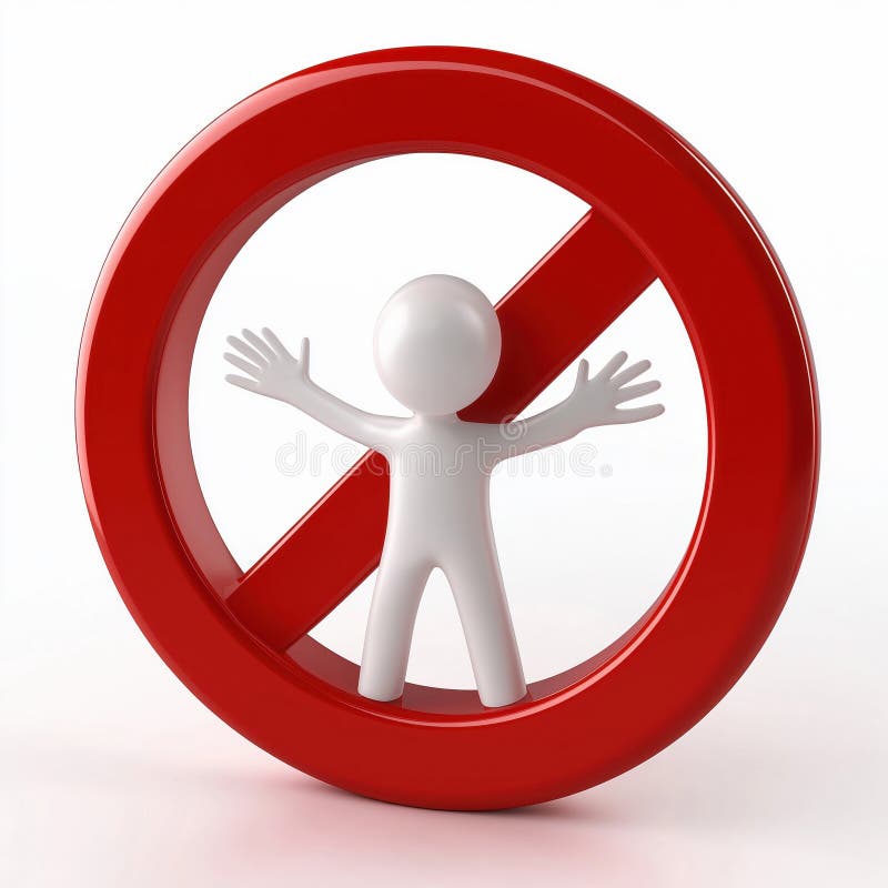 3D Rendering of a Red Circle with a Diagonal Line through it Stock ...