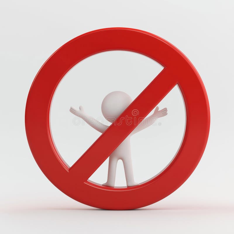 3D Rendering of a Red Circle with a Diagonal Line through it, Which is ...