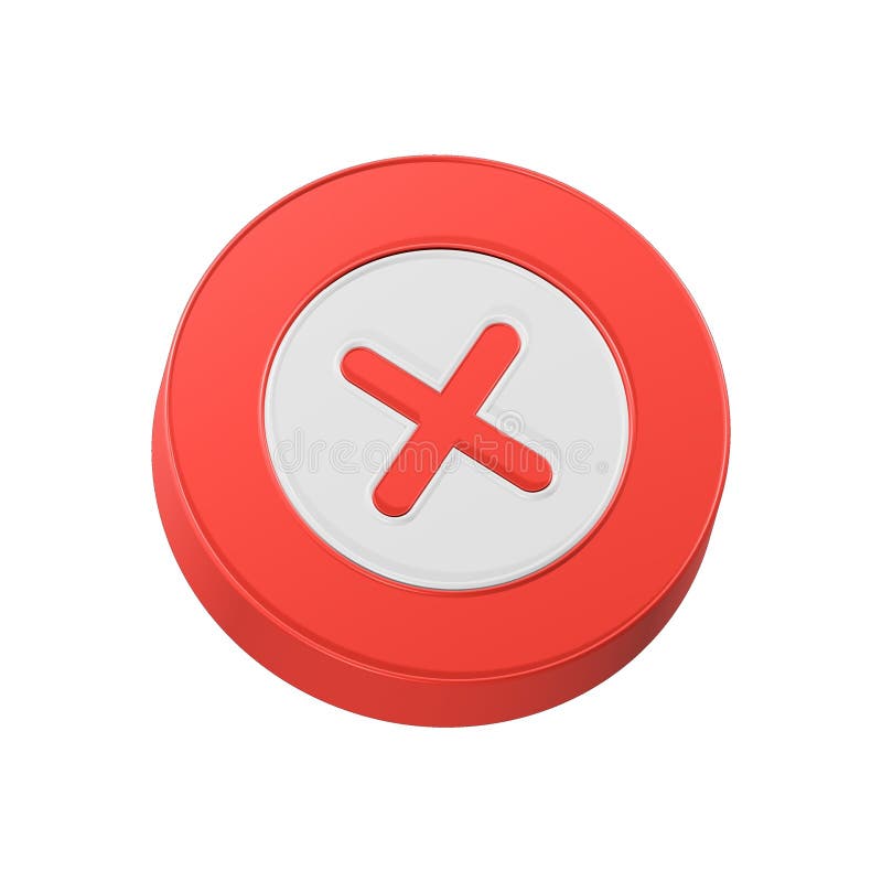 Round Red Button with Red Cross Icon 3d Stock Illustration ...