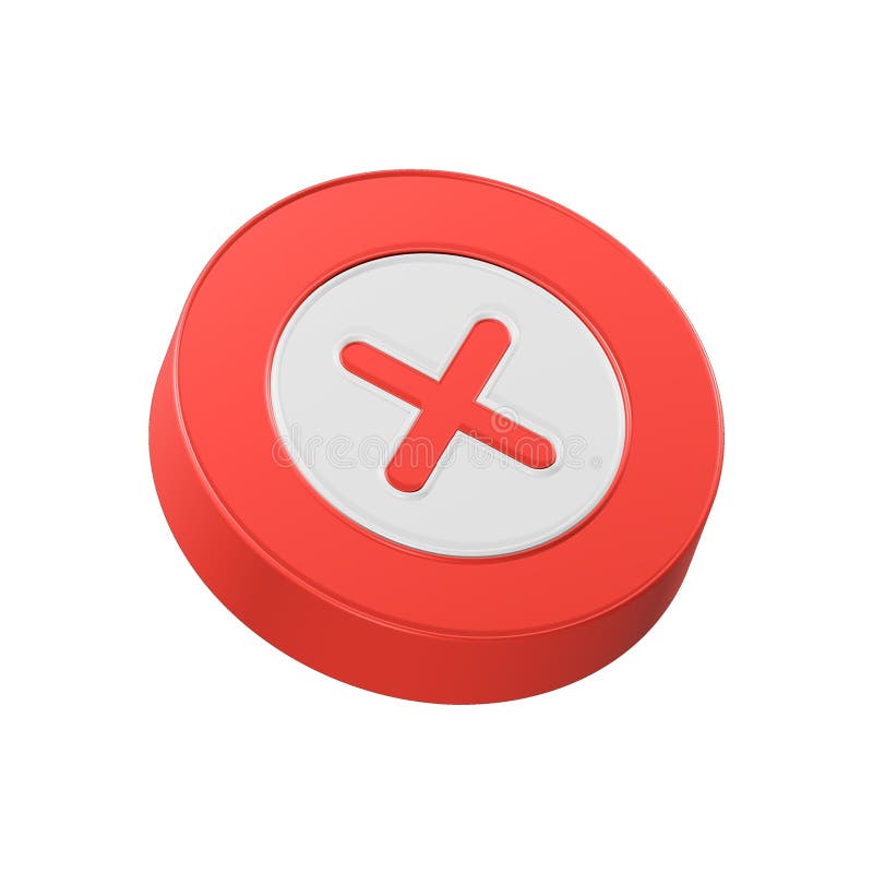 Round Red Button with Red Cross Icon 3d Stock Illustration ...