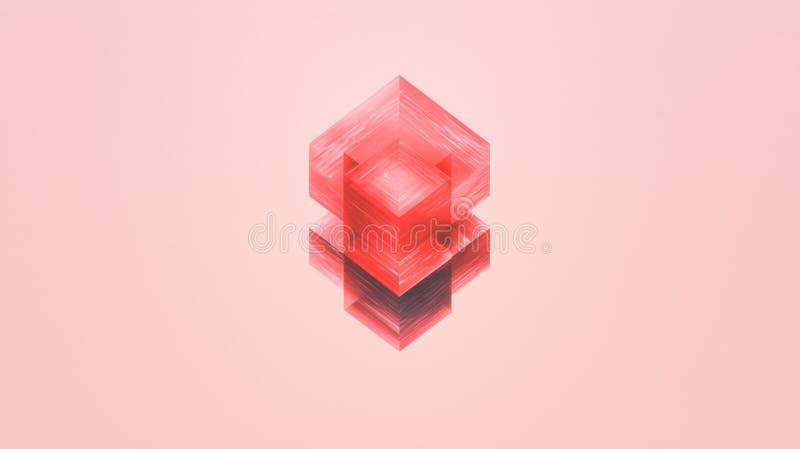 A 3D Rendering of a Red Cube with a Black Base. Stock Illustration ...