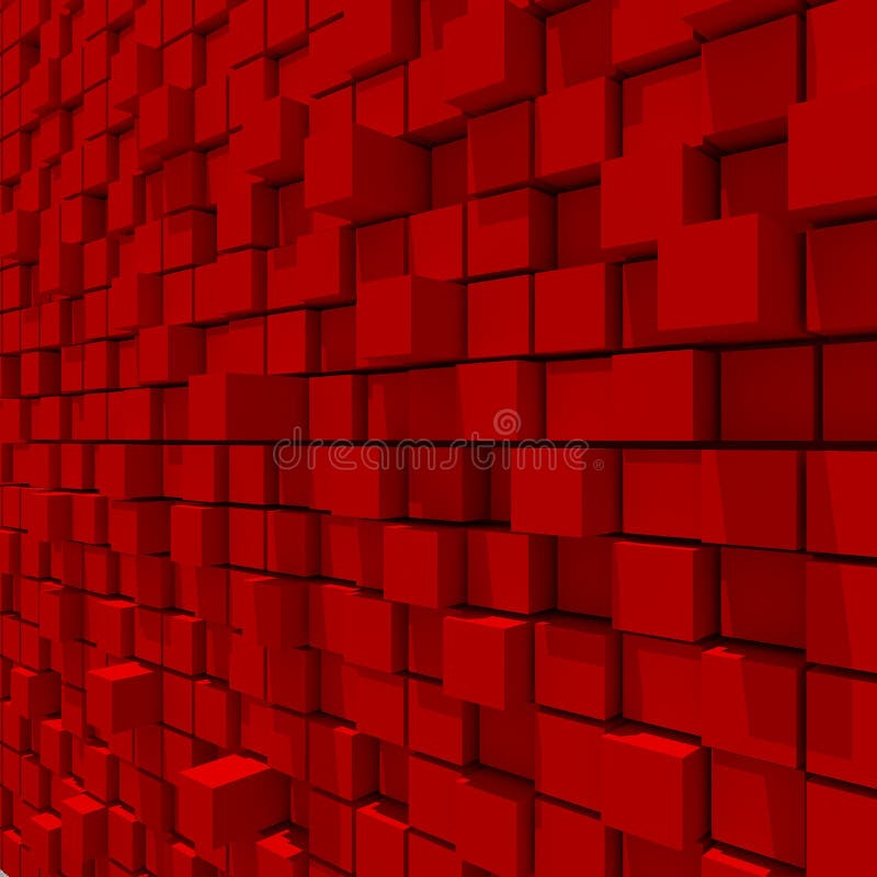 3d Rendering of Red Cubic Random Level Background. Stock Illustration ...