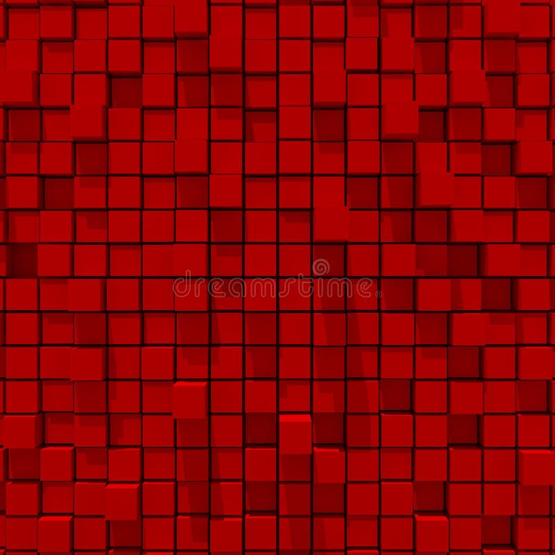 3d Rendering of Red Cubic Random Level Background. Stock Illustration ...