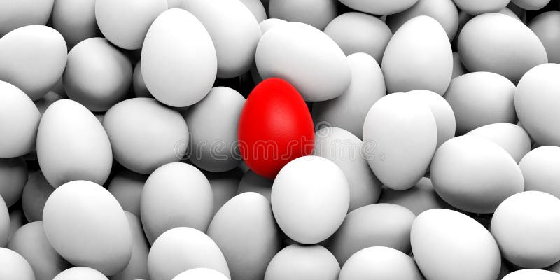 3d Rendering Red Egg on White Eggs Background Stock Illustration ...